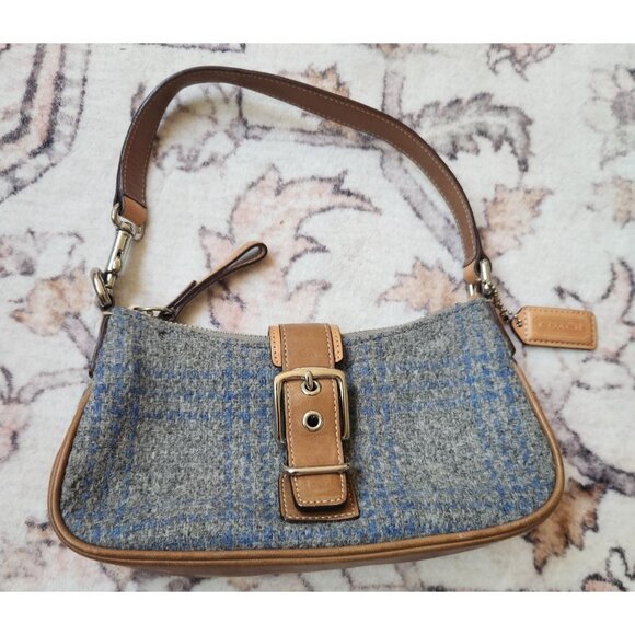 Coach | Bags | Coach Hamptons Leather Wool Buckle Shoulder Hobo Bag ...